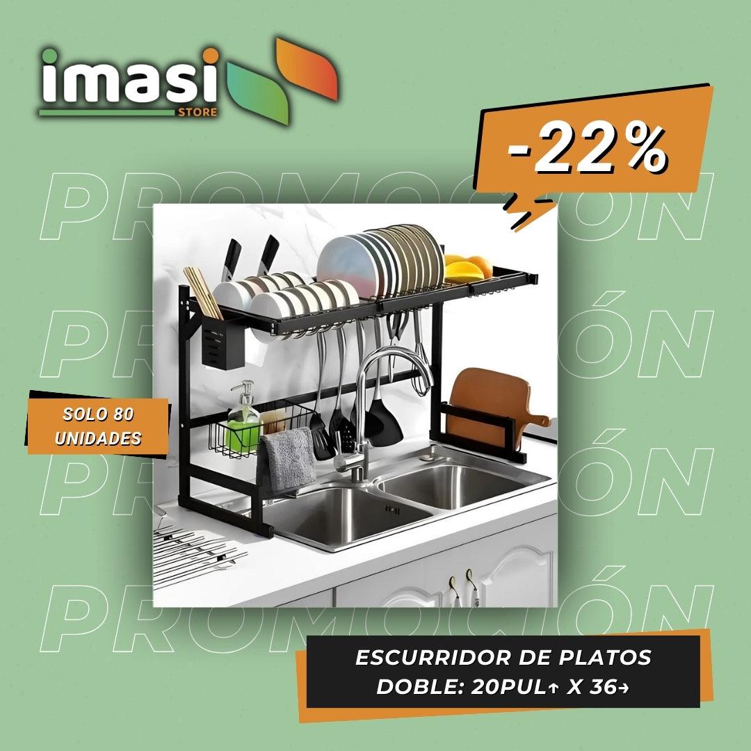 ESCURRIDOR DE PLATOS DOBLE - ACERO ANTICORROSIVO – IMASI RD STORE