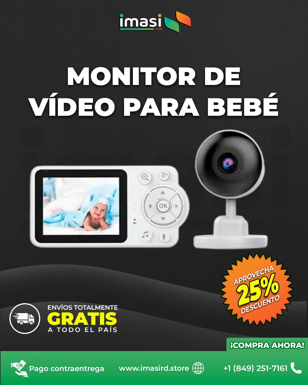 Monitor de vídeo para bebés Pro-Techt™ | ¡Observa a tu bebé de día y d ...